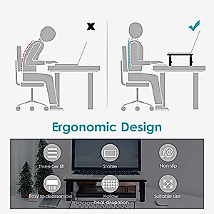 LOTEYIKE 2 Pack Monitor Riser Desktop Stand, Flat Screen TV Monitor Stand Riser, Sturdy Metal Laptop Computer Monitor Stand Shelf for Printer, iMac, 3 Height Adjustable PC Stand with Mesh Platform