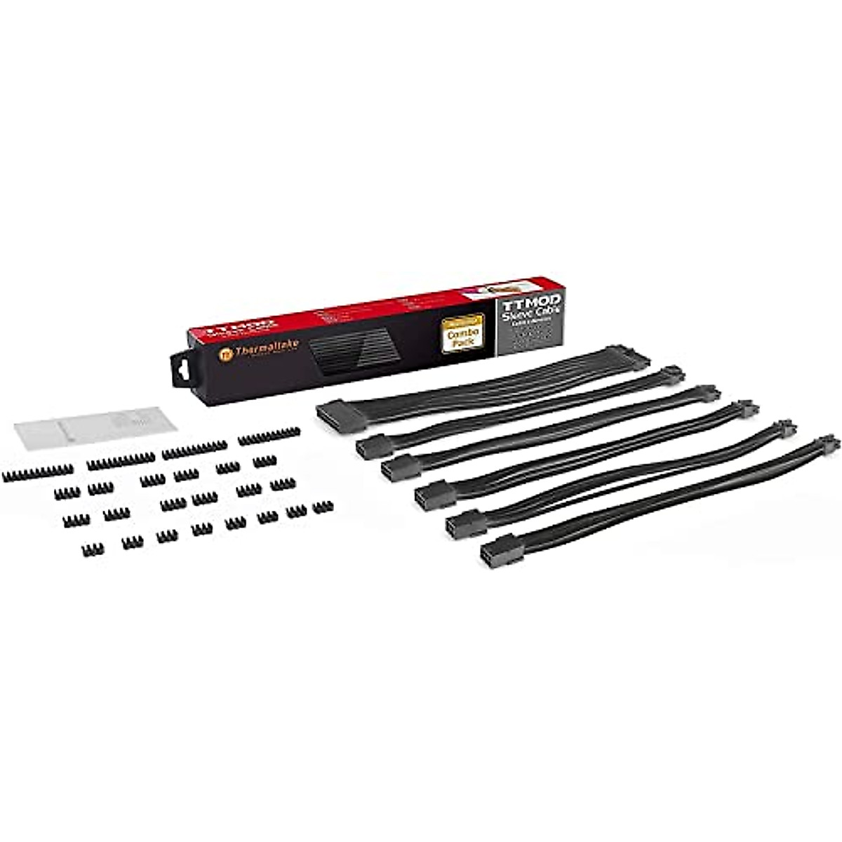 Thermaltake TtMod Sleeve Extension Power Supply Cable Kit, ATX/EPS/8-pin PCI-E/6-pin PCI-E with Combs-Black, AC-052-CN1NAN-A3