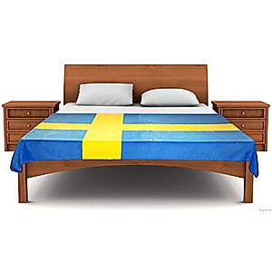 Fuzzy FlagsTM Sweden Flag Fleece Blanket - 80-inches x 50-inches - Oversized Swedish Flag Travel Throw Cover