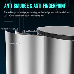 Ufurpie 13 Gallon/50L Trash Can with Foot Pedal, Stainless Steel Garbage Can with Soft-Close Lid, Garbage Bin Exquisite Oval Shape Cover Hands-Free for Kitchen, Bathroom, Office