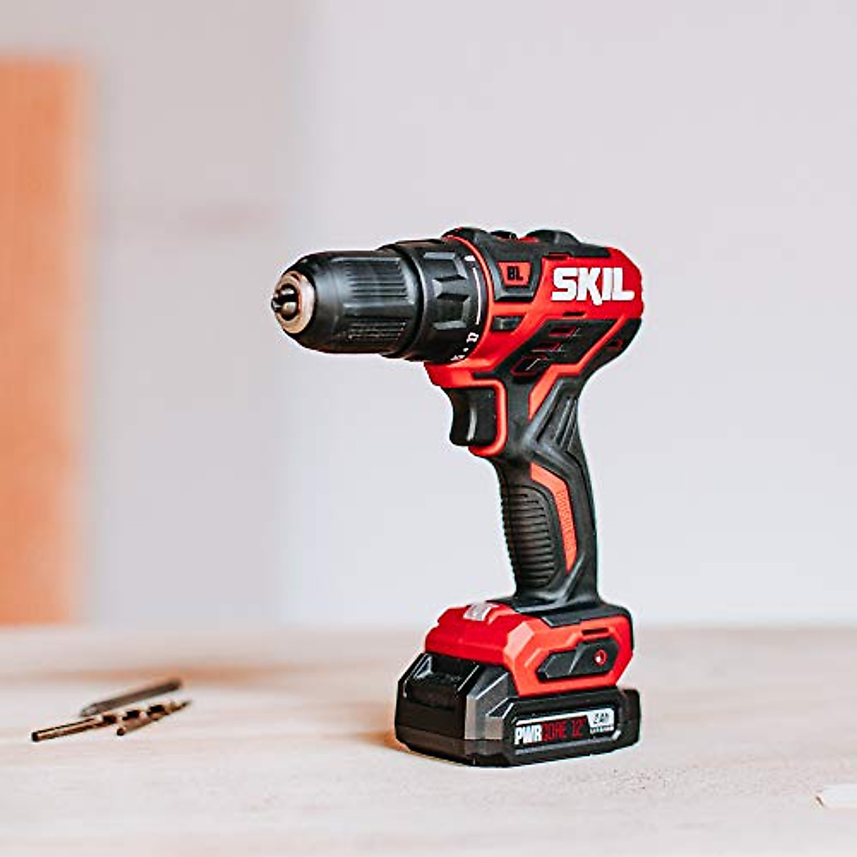 SKIL 2-Tool Drill Combo Kit: PWR CORE 12 Brushless 12V 1/2" Cordless Drill Driver & Brushless 1/4" Hex Cordless Impact Driver, Includes 2.0Ah Lithium Battery & PWR JUMP Charger - CB742901, Red