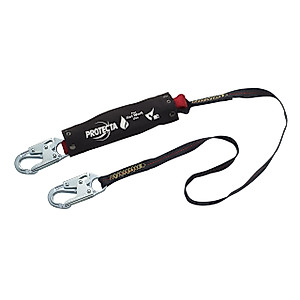 Protecta PRO 1340129 Hot Works Shock Absorbing Lanyard, Single-Leg Kevlar/Modacyrlic Webbing, Snap Hooks at Each End, 6-Feet