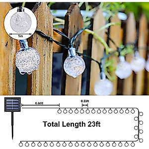 Solar String Lights Outdoor Waterproof,50LED Crystal Globe Solar String Lights,8 Mode 7M/24Ft Outdoor Solar Powered String Lights for Garden,Patio,Christmas,Parties,Wedding,Festival (Cool White)