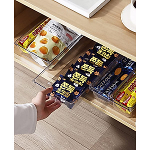 CHANCETSUI 10 pcs Desk Drawer Organizer Non-Slip Organiser Trays, 4-Size Clear Plastic Drawer Storage Boxes, Drawer Organizer Dividers for Makeup, Kitchen, Bedroom, Bathroom, Office