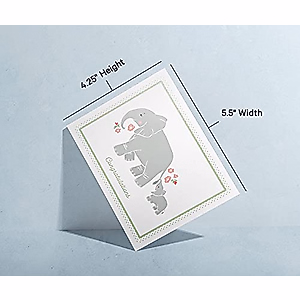 Twigs Paper Baby Shower Congratulations Cards with Envelopes for Mothers, Fathers, and Couples, Set of 12, Personalized Blank Cardstock, Celebration Welcome for Boys and Girls, Made in USA