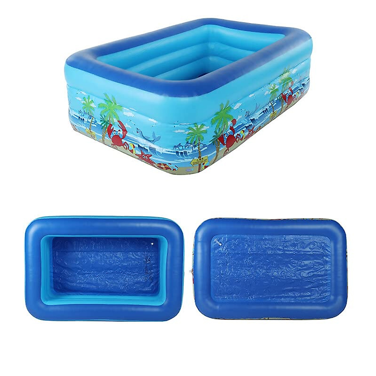 PVC Inflatable Swimming Pool Children Adult Square Bathing Tub Outdoor Garden Home 1.8M/3