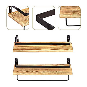 Coral Flower Floating Wall Mounted Shelves for Kitchen, Bathroom,Set of 2, 16.10inch, Brown