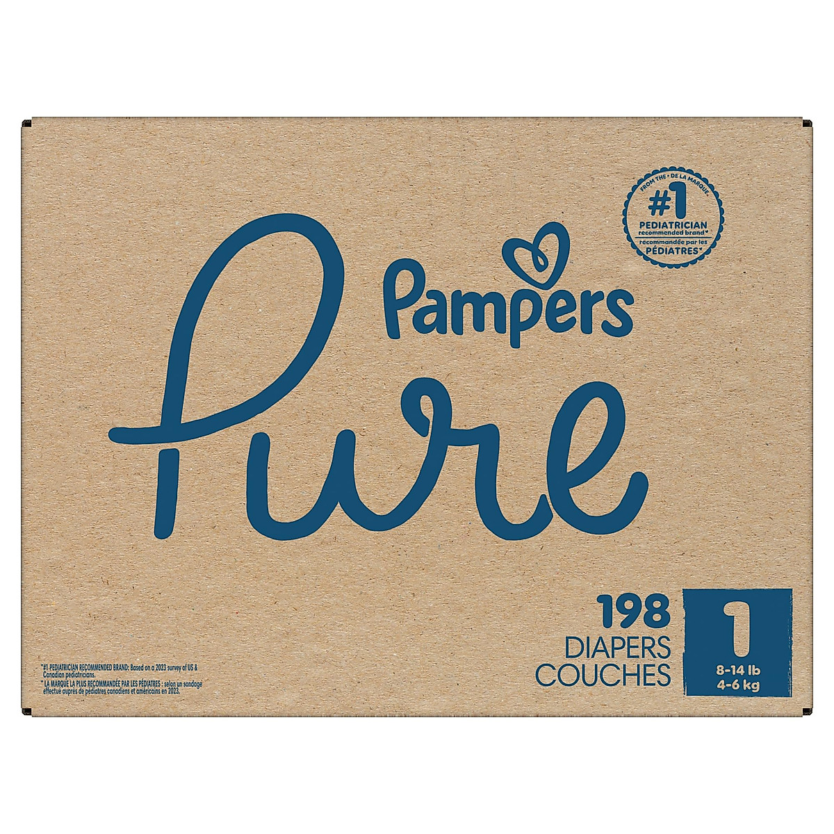 Diapers Size 1, 198 Count - Pampers Pure Protection Disposable Baby Diapers, Hypoallergenic and Unscented Protection (Packaging & Prints May Vary)