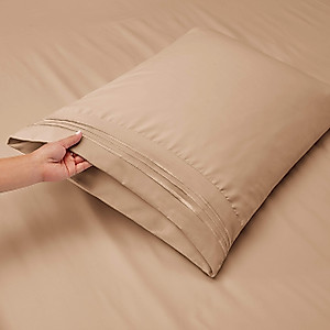 Hearth & Harbor Full Size Sheets - 4 Piece Bed Sheet Set, Hotel Luxury Double Brushed Bed Sheets - Extra Soft Bedding Sheets & Pillowcases, Full, Taupe