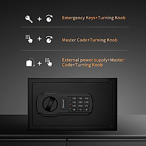 SongYung Fire Resistant Safe Box with Fireproof Waterproof Bag and Sensor Light,0.4 Cubic Feet Money Safe with Emergency External Power Supply,Electronic Digital Security Safe