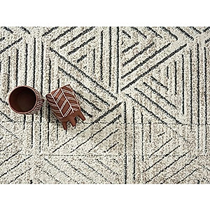 Abani Contemporary Cream & Grey Geometric Area Rug - 7'9" x 10'2" (8x10) Non-Shed Rugs Modern Triangle Pattern Living Room Carpet