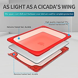 CISSOOK Shockproof Case for MacBook Pro 13 Inch 2023 2022 2021 2020 M2 M1 A2338 A2289 A2251 Model, Heavy Duty Hard Shell Case Dual Layer Cover with Fold Kickstand for MacBook Pro 13 - Red