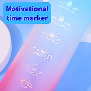 HOLABEAR Glass Motivational Daily Water Intake Bottle with Time Marker 32oz, Reusable, with Leakproof Bamboo Lid and Shoulder Sleeve, for Hot and Cold Drinks, BPA Free(Blue)