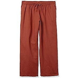 Amazon Essentials Women's Linen Blend Drawstring Relaxed Fit Wide Leg Pant (Available in Plus Size), Terracotta, 3X
