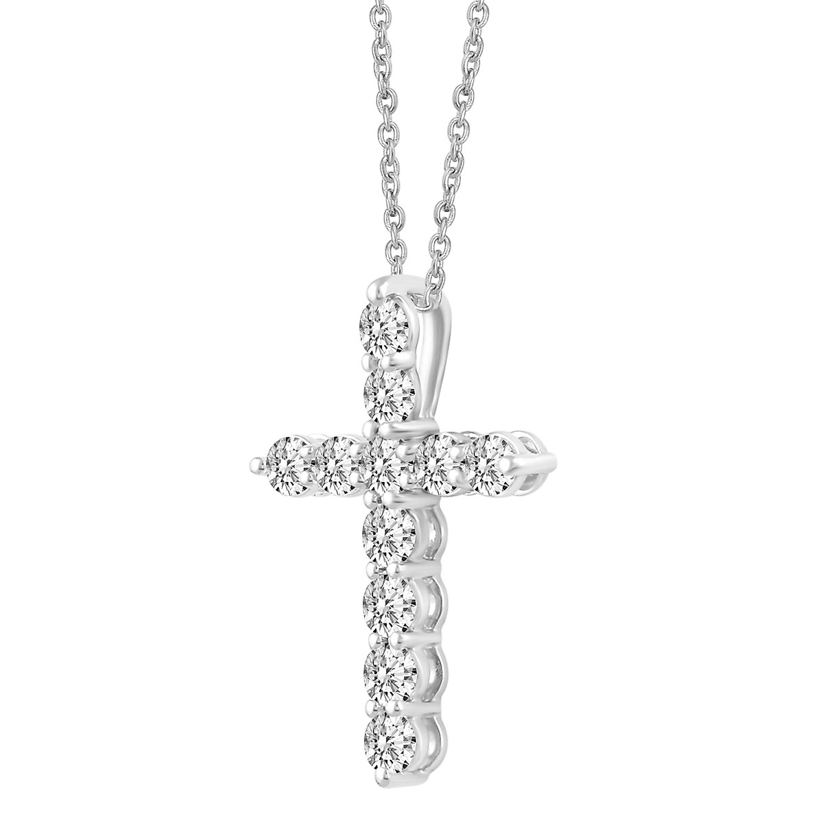 Fifth and Fine Classic Cross Pendant Necklace with Natural Round Diamonds Set in 925 Sterling Silver (.75)