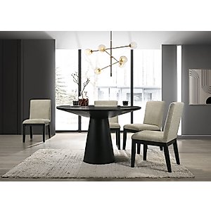 Dining Room Kitchen Table Chairs Set Model 3086 5pc Color Ebony Complete Set 1 Table with 4 Chairs