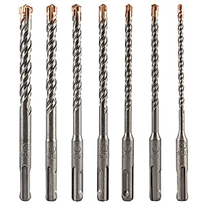 Firecore 7-Piece 6in SDS Plus Bits Set, Carbide Rotary Hammer Concrete Masonry Drill Bits Set for Brick, Stone, Masonry and Concrete - FS21507