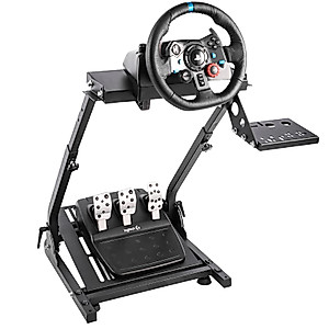 Minneer PRO Racing Wheel Stand Height Adjustable with Shifter Upgrade for Logitech G25,G27,G29,G920,G923,Thrustmaster TMX, T80, Gaming Steering Simulator Cockpit Wheel and Pedals Not Included