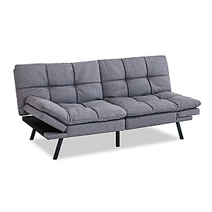 Hcore Bed,Grey Linen Futon Couch Small Foldable Loveseat Sofas
