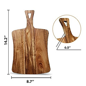 YUSOTAN Acacia Wood Cutting Board for Kitchen,14" x 8.5" Cutting Board with Handle, Charcuterie Paddle, Chopping Board for Meat, Cheese, Bread, Vegetables, Fruits for Kitchen