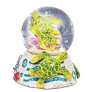 COTA Global Sea Turtle Stone Snow Globe - Sparkly Water Globe Figurine with Sparkling Glitter, Collectible Novelty Ornament for Home Decor, for Birthdays, Christmas, and Valentine's Day
