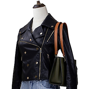 Allzedream Genuine Leather Purse Strap Sewing Canvas Replacement Handbag Shoulder Bag 2 Pcs (Camel)