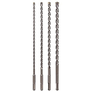 Sabre Tools 4-Piece 12in SDS Plus Drill Bit Set, Carbide Tipped, Rotary Hammer Drill Bits for Brick, Stone, Concrete (1/4" x 12", 5/16" x 12", 3/8" x 12", 1/2" x 12")
