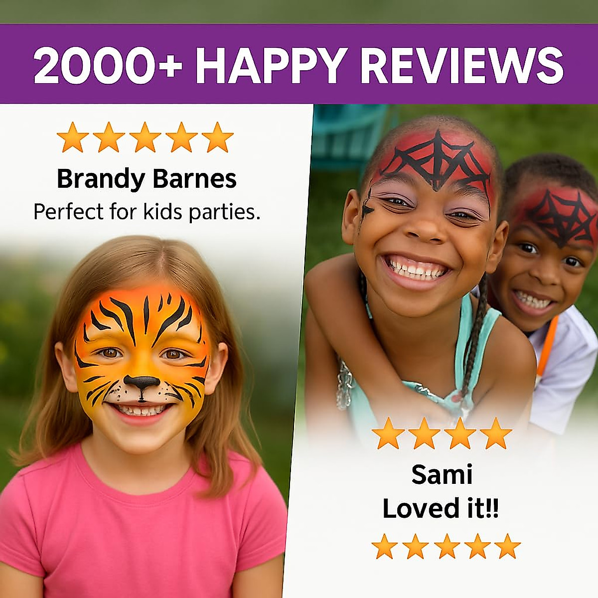 ADIS&GUYS Face Painting Kit For Kids - 20 Water Based, Quick Dry, Non-Toxic Sensitive Skin Paints, 3 Glitters, 2 temporary hair chalks combs, 3 Paint Brushes, 40 Stencils, 2 Tattoos Sheets , Face Painting Book 20 Face Paint kit 20 Face Paint kit