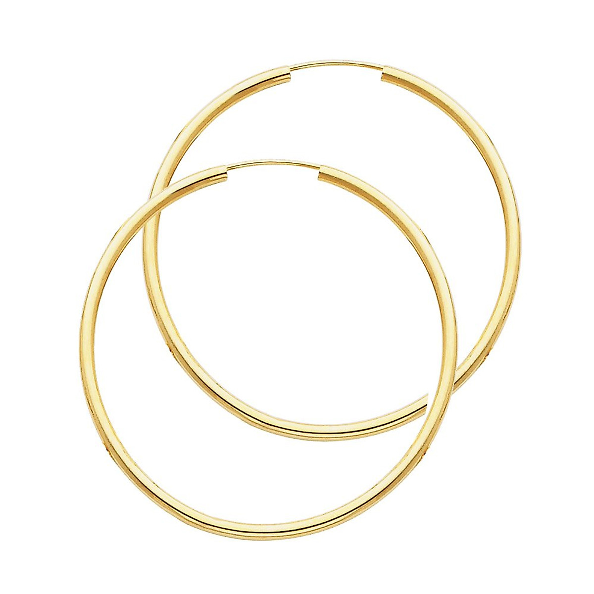 14k Yellow Gold 2mm Thickness Endless Hoop Earrings (35 x 35 mm)