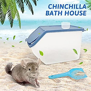 BNOSDM Chinchilla Sand Bath Container Chinchilla Dust Bath Tub Transparent Hamster Toilet Shower Room Plastic Hamster Bathroom Kit with Sand Cup&Scoop for Gerbil Hedgehog Squirrel (Coffee)