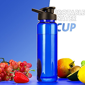 Mimorou 12 Pack Plastic Water Bottles 24 oz Blue Clear Water Bottles Bulk Reusable Sports Water Bottles with Spill Proof Lids for Gym Sports Home Office School