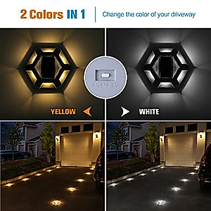 VOLISUN Solar Dock Lights - 8-Pack Waterproof Outdoor LED Aluminum Dock Lighting Warning Step Lights for Driveway (White + White Warm, 2 Colors in 1)