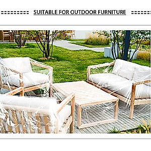 4 Pcs Patio Furniture Covers Waterproof Outdoor Furniture Covers Clear Plastic Patio Sofa and Outdoor Table Cover Heavy Duty Patio Furniture Sets Covers, 32 x 30 x 30, 52 x 30 x 30, 36 x 21 x 13 Inch