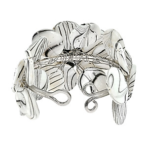 AeraVida Zebra Painted Mother of Pearl Shell Cluster Flower Cuff Bracelet | Adjustable Cuff Bracelet for Women | Floral Cuff Bracelet | Black and White Cuff Bracelet