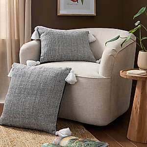 TOWN & COUNTRY TERRA Alara Indoor/Outdoor Decorative Pillow, 14"x20", Black/Ivory