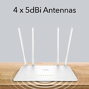 Cudy AC1200 Smart WiFi Router, WiFi Extender, Wireless Access Point, WISP, 5GHz Dual Band Wireless Internet Router, 10/100Mbps LAN, 5 dBi Antennas, VPN, Guest WiFi, AP Mode, WR1200