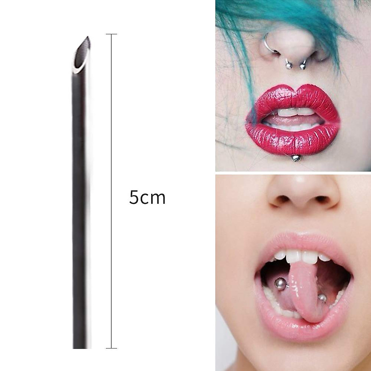 TC 100pcs Tattoo Piercing Needle with Body Ear Navel Nipple For piercing Supplies (10G)