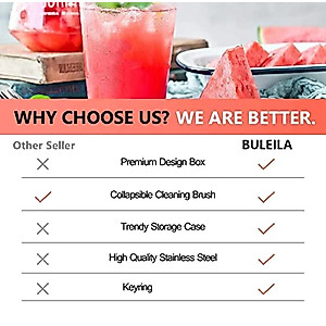 Buleila TELESCOPIC STRAW (BLUE CASE COLORFUL STRAW,PINK CASE SILVER STRAW,GOLD CASE ROSE GOLD STRAW,GREY CASE SILVER SREAW, 4)