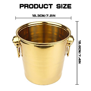 LNQ LUNIQI Metal Ice Buckets 3L Insulated Ice Bucket Stainless Steel Ice Bucket Wine Champagne Bucket Beer Bottles Cooler for Home Restaurant Hotel Catering Party Bar （Golden）