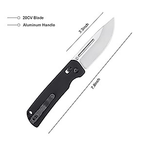 Kizer Pocket Knife 20CV Steel Folding Knives, Aluminum Handle Outdoor Tools, Thumb-stud Openers EDC Knife Ki4481A1