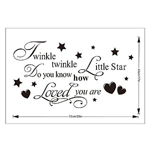 Twinkle Little Star Do You Know How Loved Are - Girl's or Boy's Room Kids Baby Nursery - Vinyl Wall Decal, Lettering Art Letters Decor, Quote Design Sticker, Saying Decoration