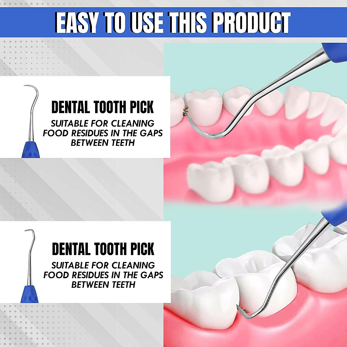 Professional Dental Tools Tartar Scraper For Dentist, Personal and Pets Use Plaque Remover With Comfortable Grip, Double ended Silicon Grip Scaler