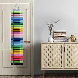 LA QUEENIE Vinyl Rolls Storage Organizer,Vinyl Storage Rack with 24 Roll Compartments,Wall Mount Vinyl Holder Bag for Craft Room,Door,Closet,Wrapping Paper