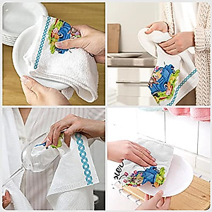 Hexagram Easter Kitchen Towels Sets of 4, Bunny Easter Dish Towels, Blue Truck Farmhouse Easter Decor, Eggs Hand Towels, Tea Towel, Housewarming Gifts for New Home