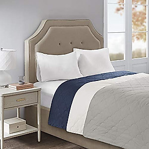 Beautyrest Deluxe Weighted Adult, Ogee Quilted 100% Cotton, Glass Beads Filling, and Removable Cover Calming Heavy Blankets, 60" x 70"-12Lbs, White