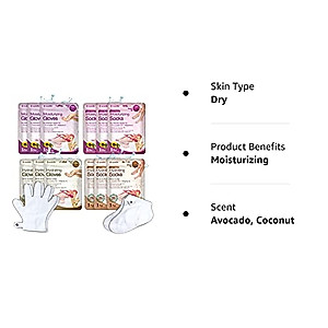 Epielle Hydrating & Moisturizing Gloves & Socks Masks Combo 12pk for Hand and Foot - Dry Hand, Dry Cracked Heel