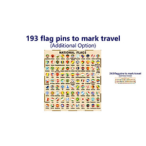 HYPERI 193 Push Pins Country Flag Pins Thumb Tacks, Decorative Drawing Pins for Bulletin Board, Pinboard, Map, Office, Map Pins for Travel Map, Travel Gifts for New Year, Valentines Day Gifts for Him