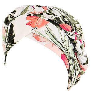 Womens Printed Turban Hat Head Wraps Covers Chemo Cancer Beanies Cap Headwear (3 Pcs-D)
