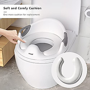 Potty Training Seat with Step Stool for Kids Potty Training Toddler Toilet Seat Attached To Regular Toilet Seat for Boys Girls Bathroom, 2 Cushions and Hook