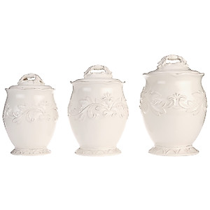 Certified International 3 Piece Firenze Ivory Canister Set, 74 oz/106 oz/144 oz